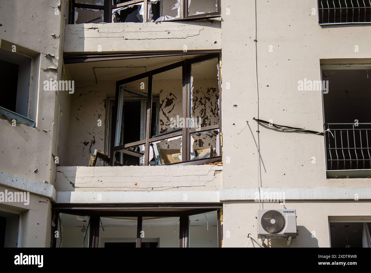 Kharkiv, Ukraine, June 23 2024 The explosion damaged all adjacent ...