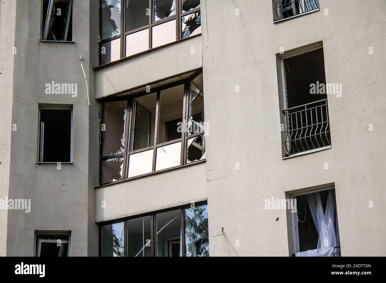 Kharkiv, Ukraine, June 23 2024 The explosion damaged all adjacent ...