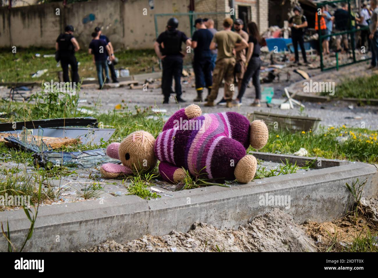 Kharkiv, Ukraine, June 23 2024 The explosion damaged all adjacent ...