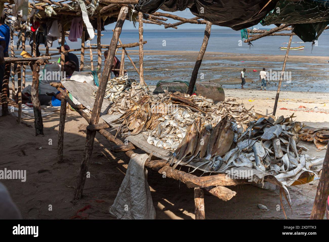 Mozambique, Sofala, Beira, Harbour, Selling dried fish Stock Photo - Alamy