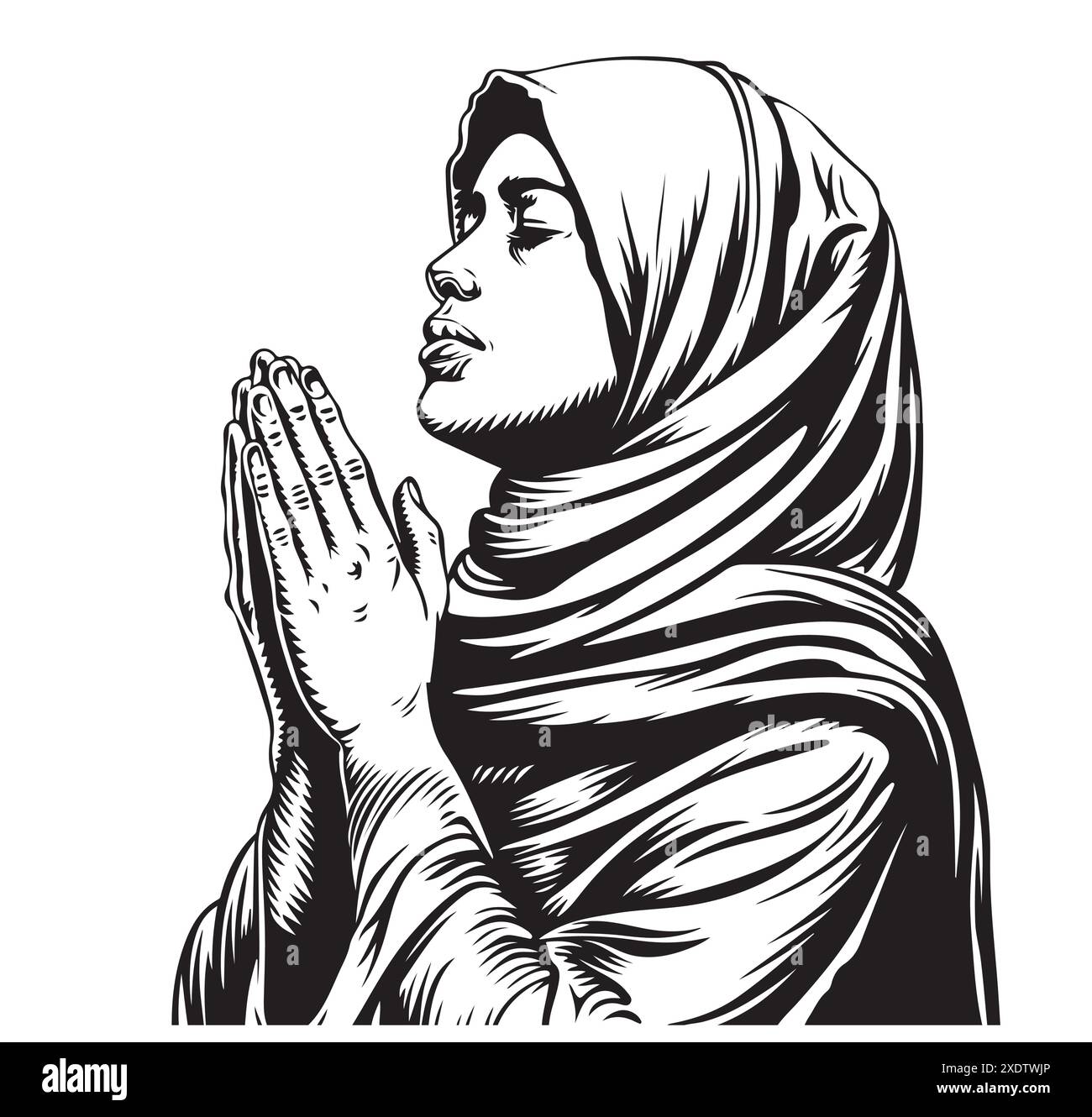 Muslim women praying, vector illustration Stock Vector Image & Art - Alamy