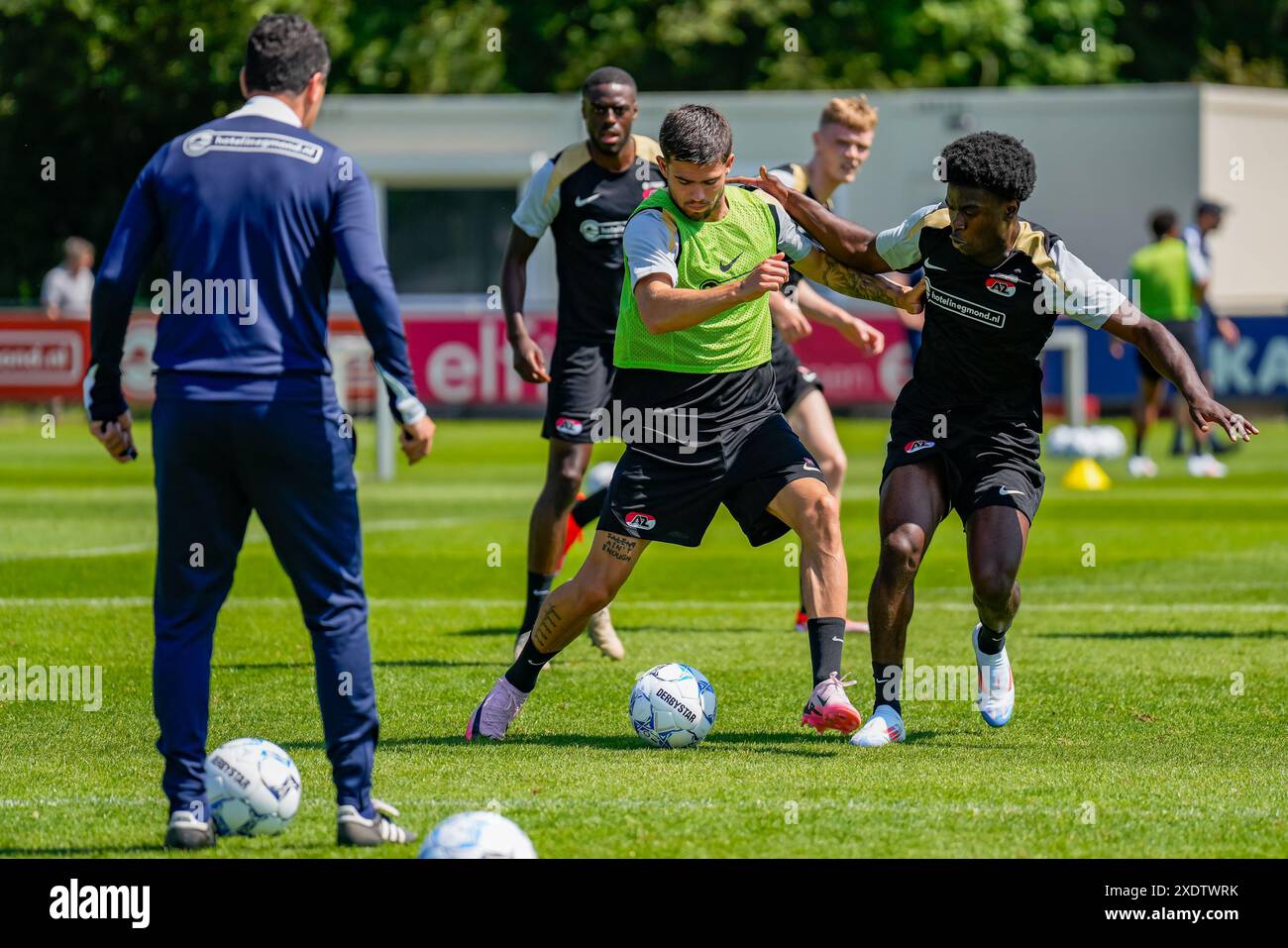 WIJDEWORMER, NETHERLANDS - JUNE 24: Denso Kasius of AZ, Enoch Mastoras ...