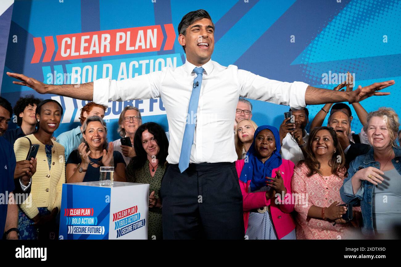 Prime Minister Rishi Sunak making a speech at an event at Petyt Hall ...