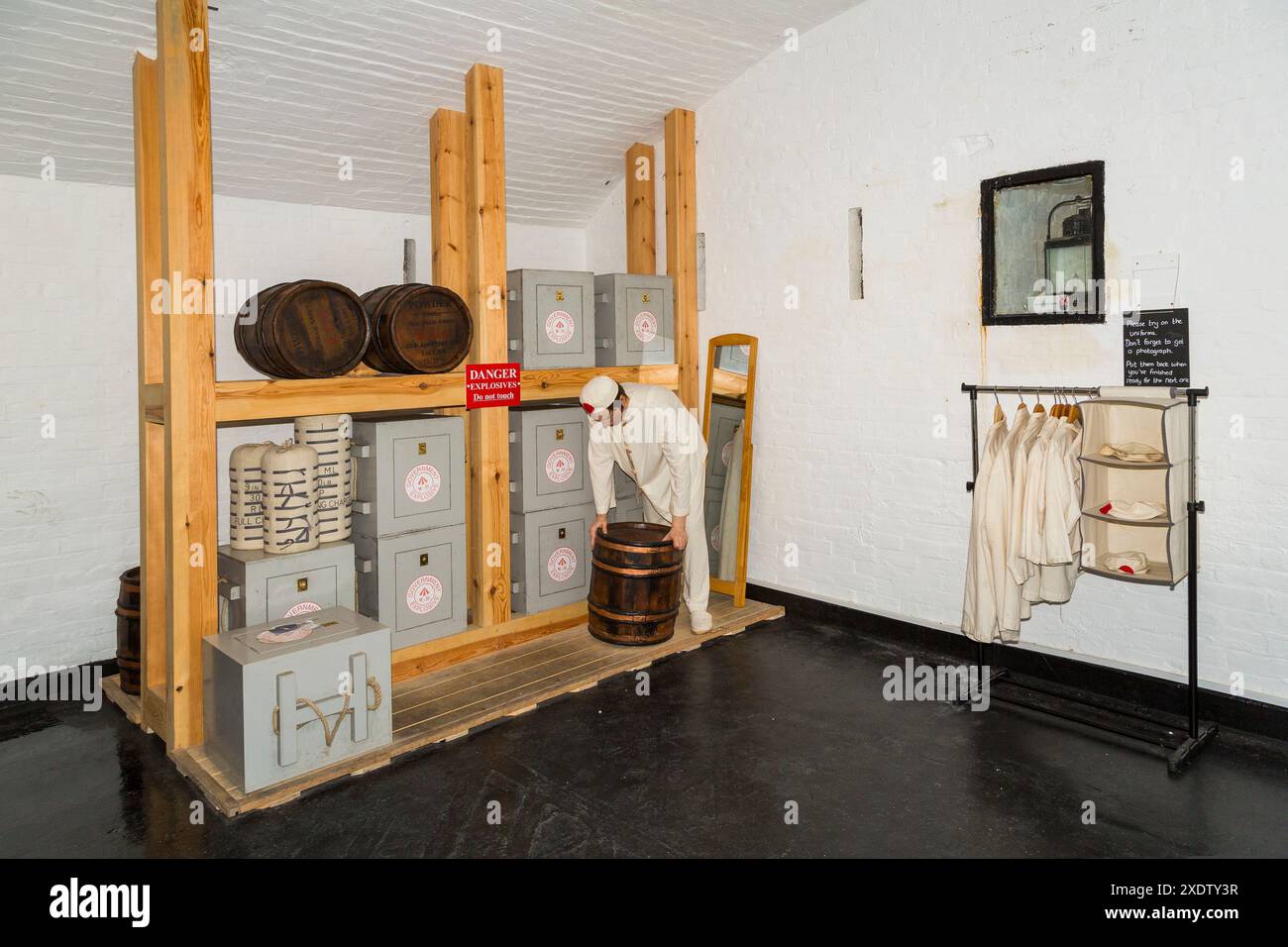 Wartime museum exhibit, explosives store, the Needles battery, Isle of ...