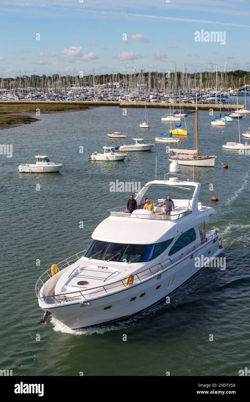 Boat leaving the marina, Lymington, England, UK Stock Photo - Alamy