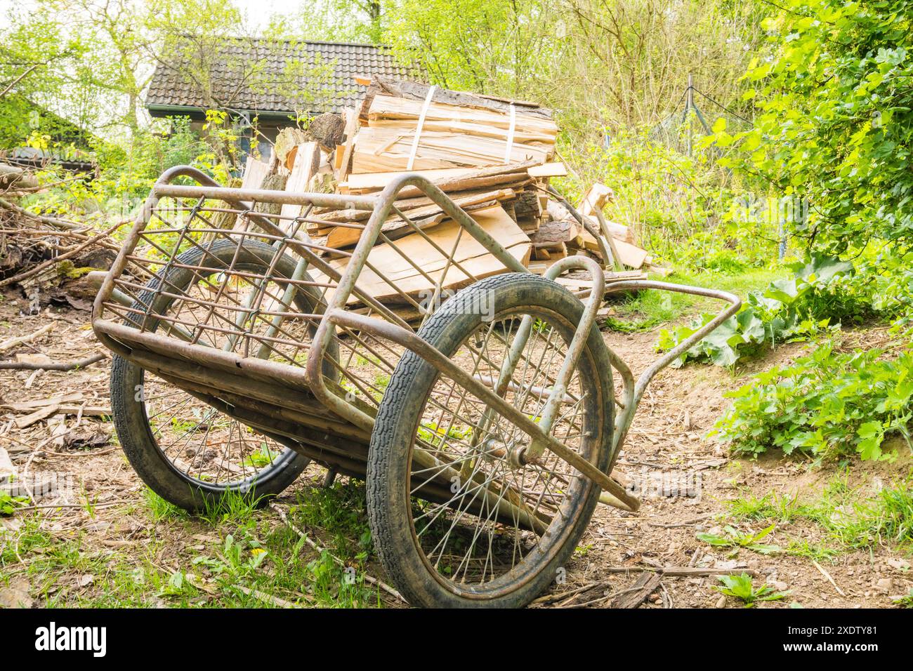 wooden cart, a traditional means of transport for transporting ...