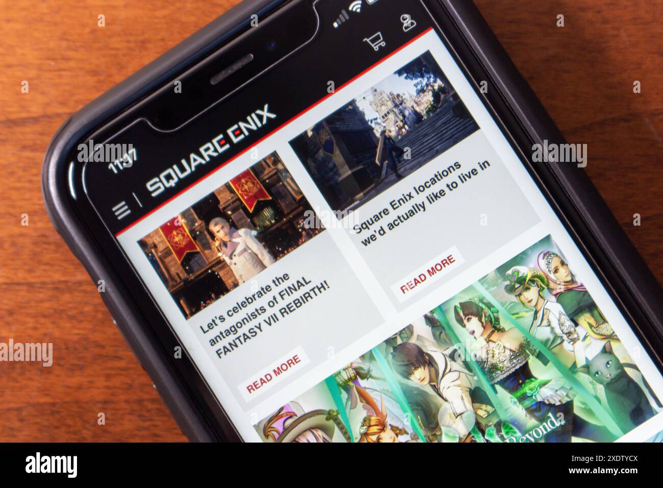 Square Enix company website seen in an iPhone. Leading Japanese game ...