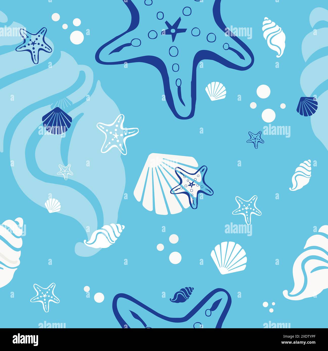 Beach shells and stars seamless pattern. Summer holidays background ...
