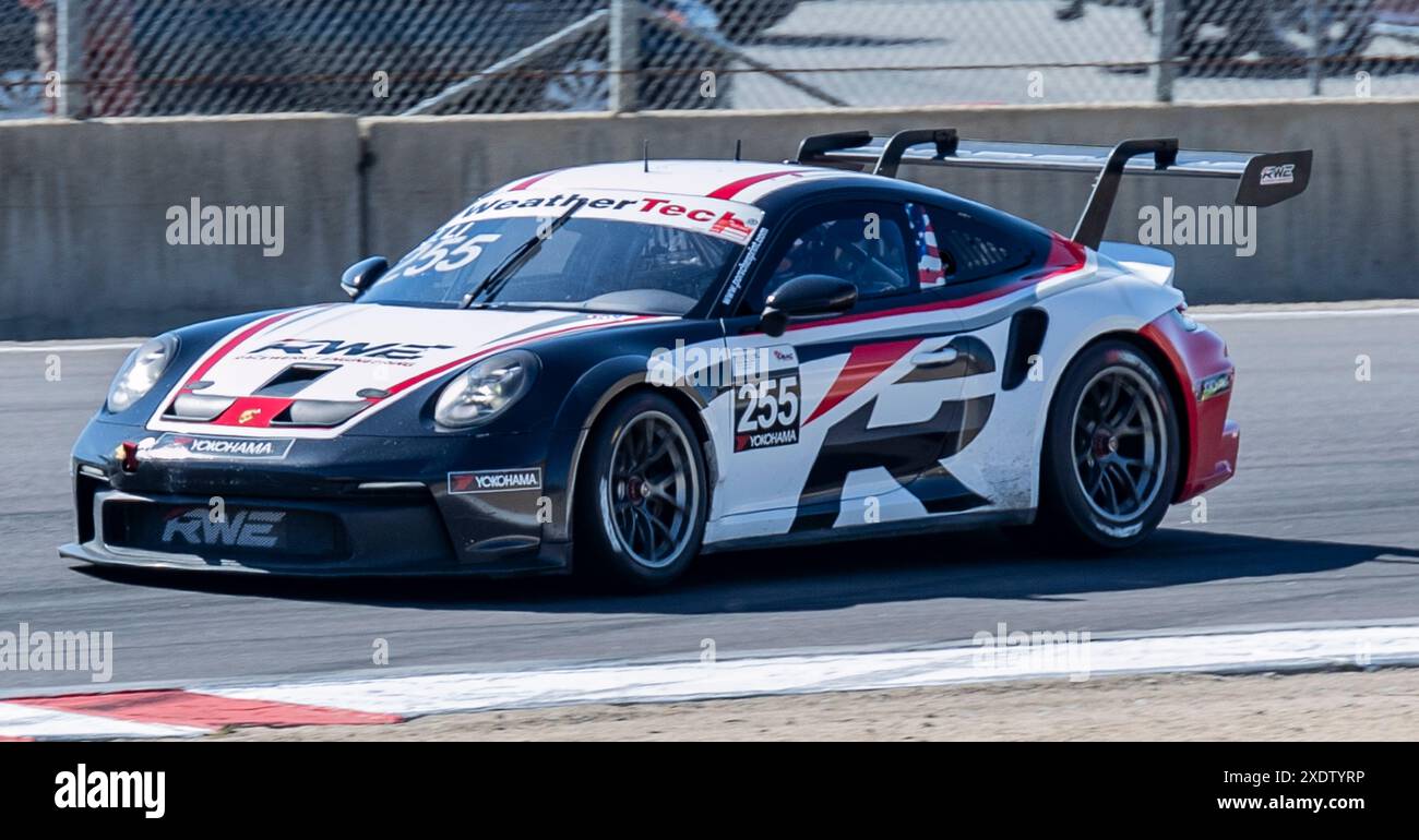 June 22 2024 Monterey, CA, U.S.A. RWE driver James Li driving into turn ...