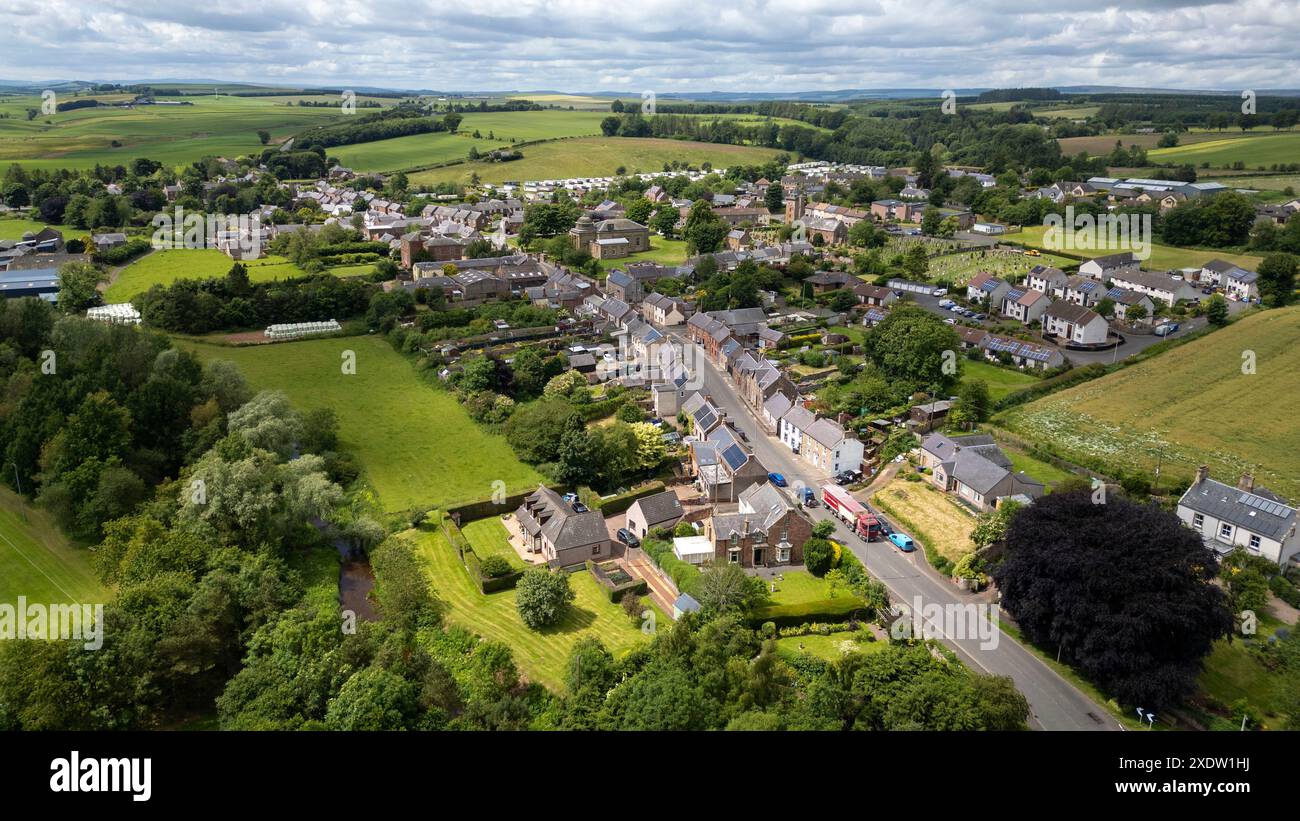 Aerial drone view of Greenlaw town, Scottish Borders. Scotland, UK ...