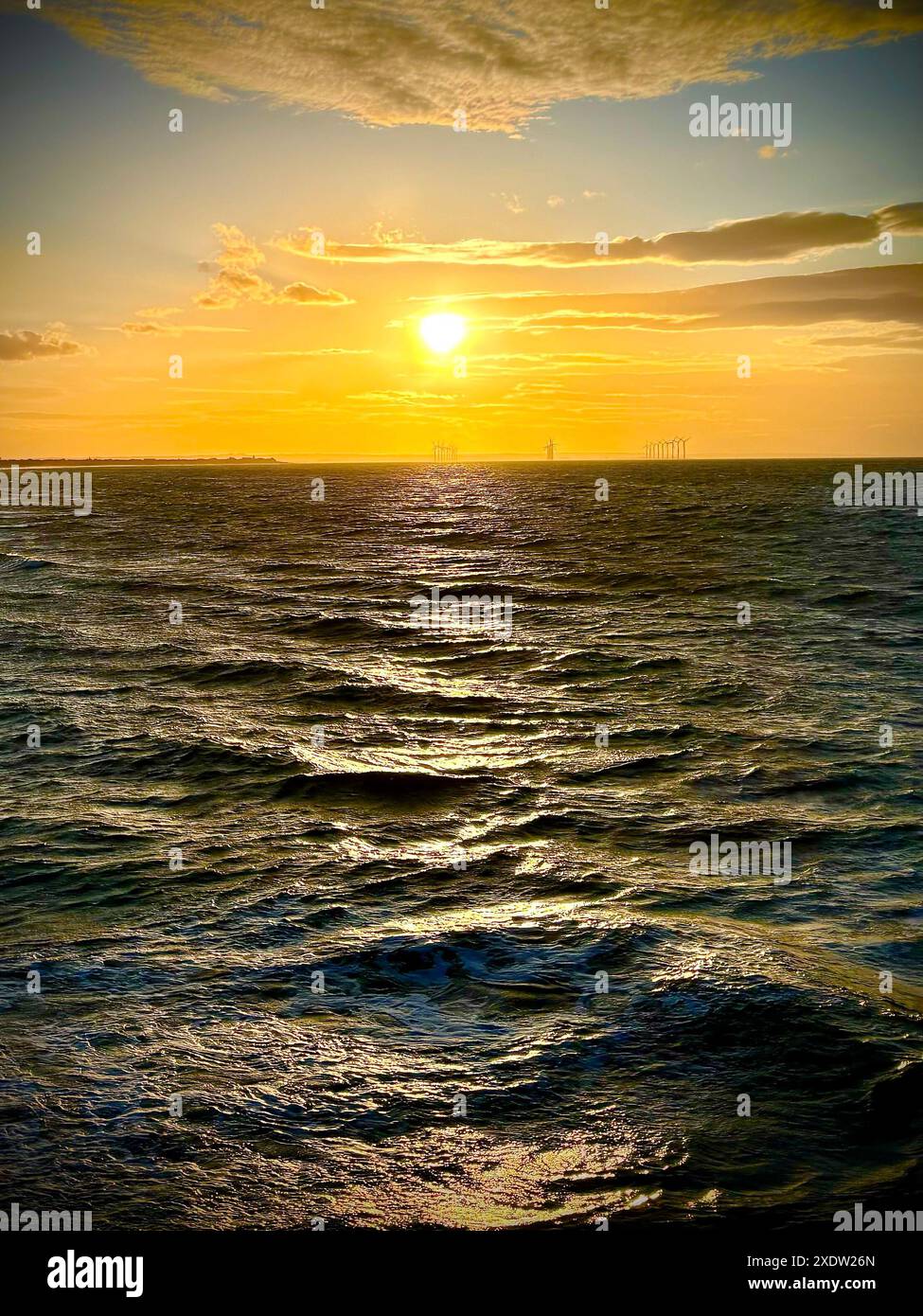 Sunset on the North-east coast, with the Tees Estuary and Teesside ...