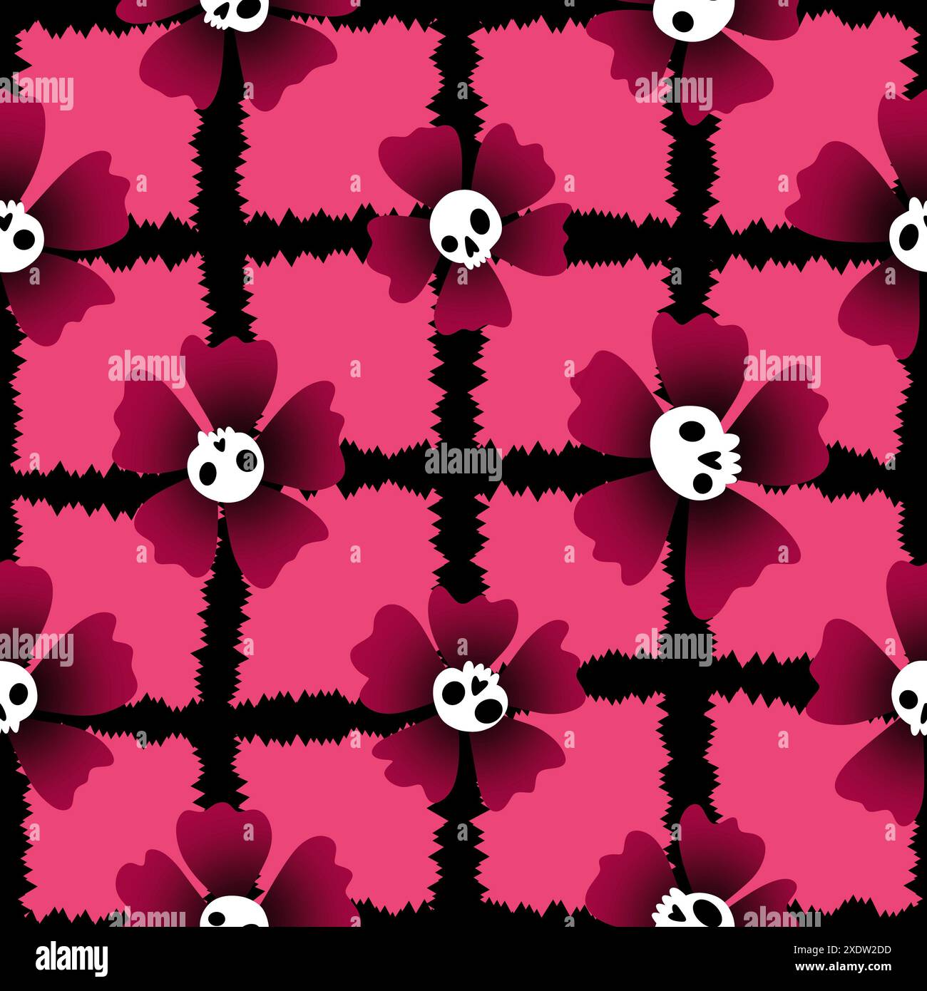 Halloween flower monsters seamless skulls pattern for wrapping paper ...