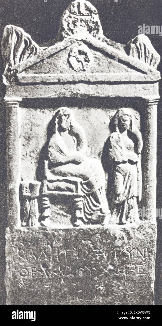 Bosporus limestone tombstone (Kerch, Crimea). Photography from the mid ...