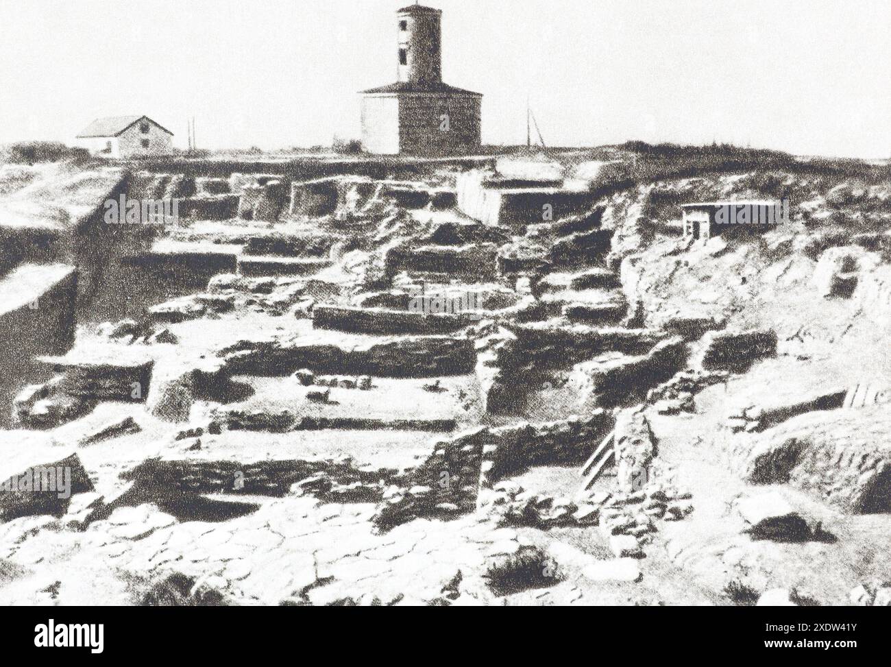 General view of excavations in Olvia (Pontic Olbia). Photography from ...