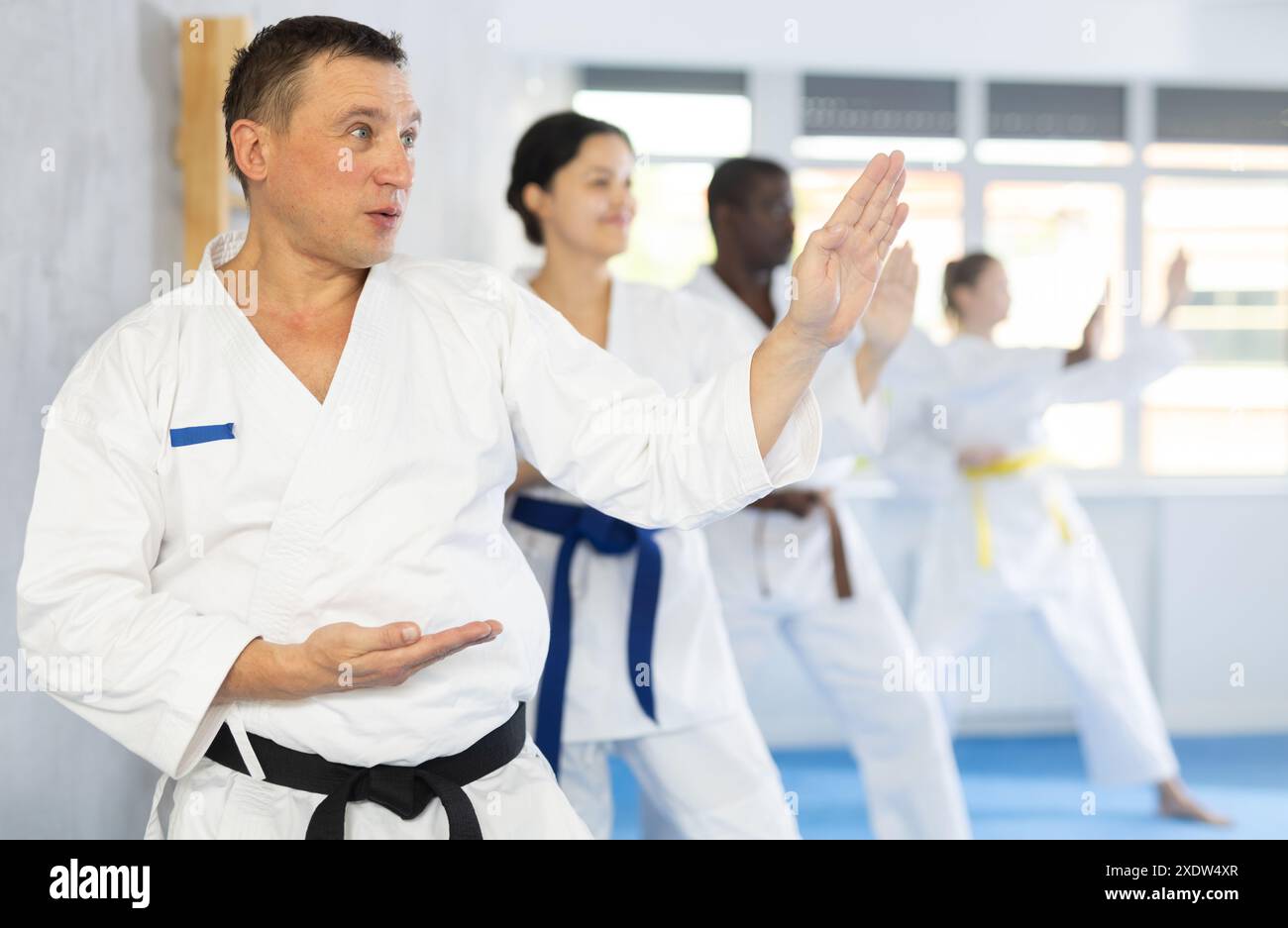 Group people training karate club hi-res stock photography and images - Alamy