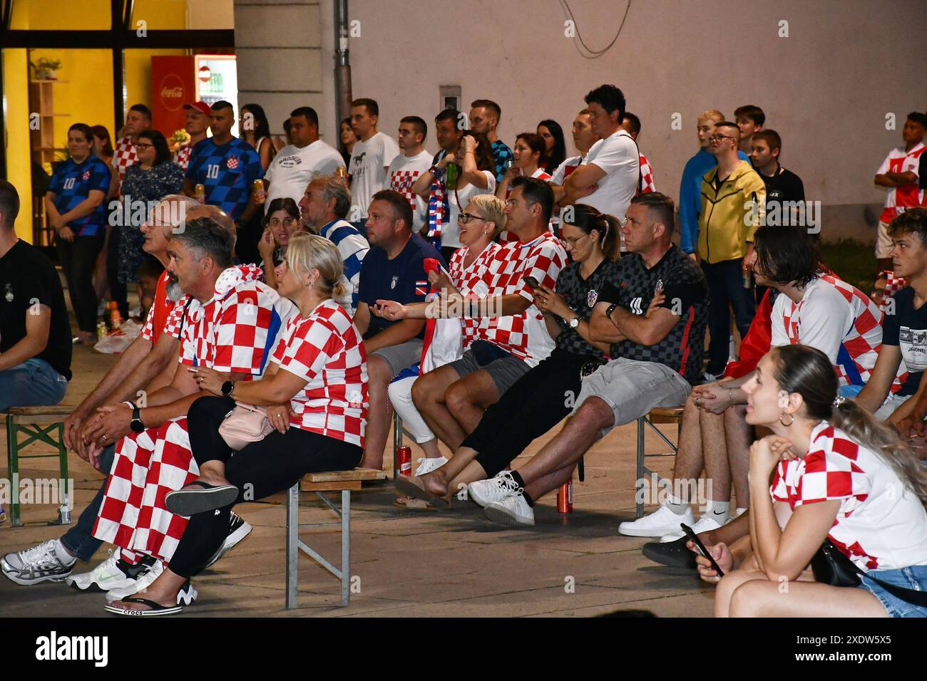 Slavonski Brod, Croatia. 24th June, 2024. Fans of Croatia are ...