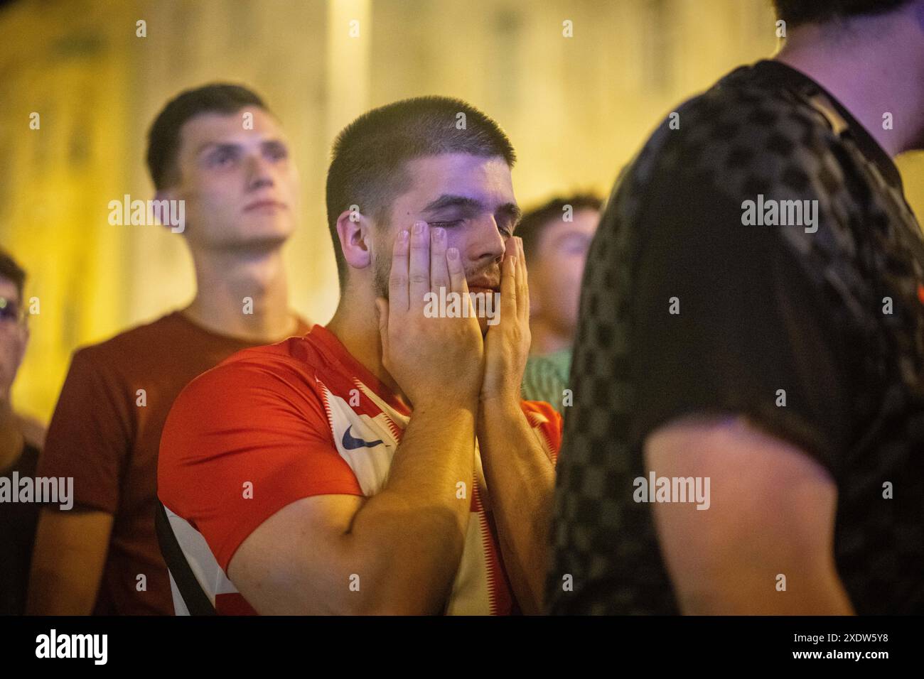 Zagreb, Hrvatska. 24th June, 2024. Fans of Croatia are disappointed and ...
