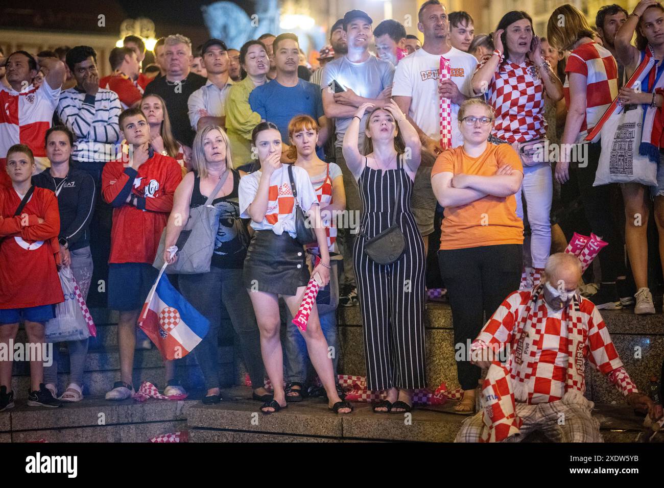 Zagreb, Hrvatska. 24th June, 2024. Fans of Croatia are disappointed and ...