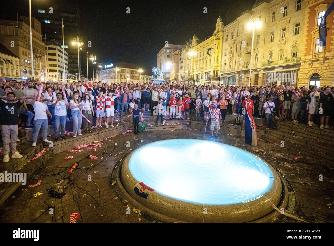 Zagreb, Hrvatska. 24th June, 2024. Fans of Croatia are disappointed and ...