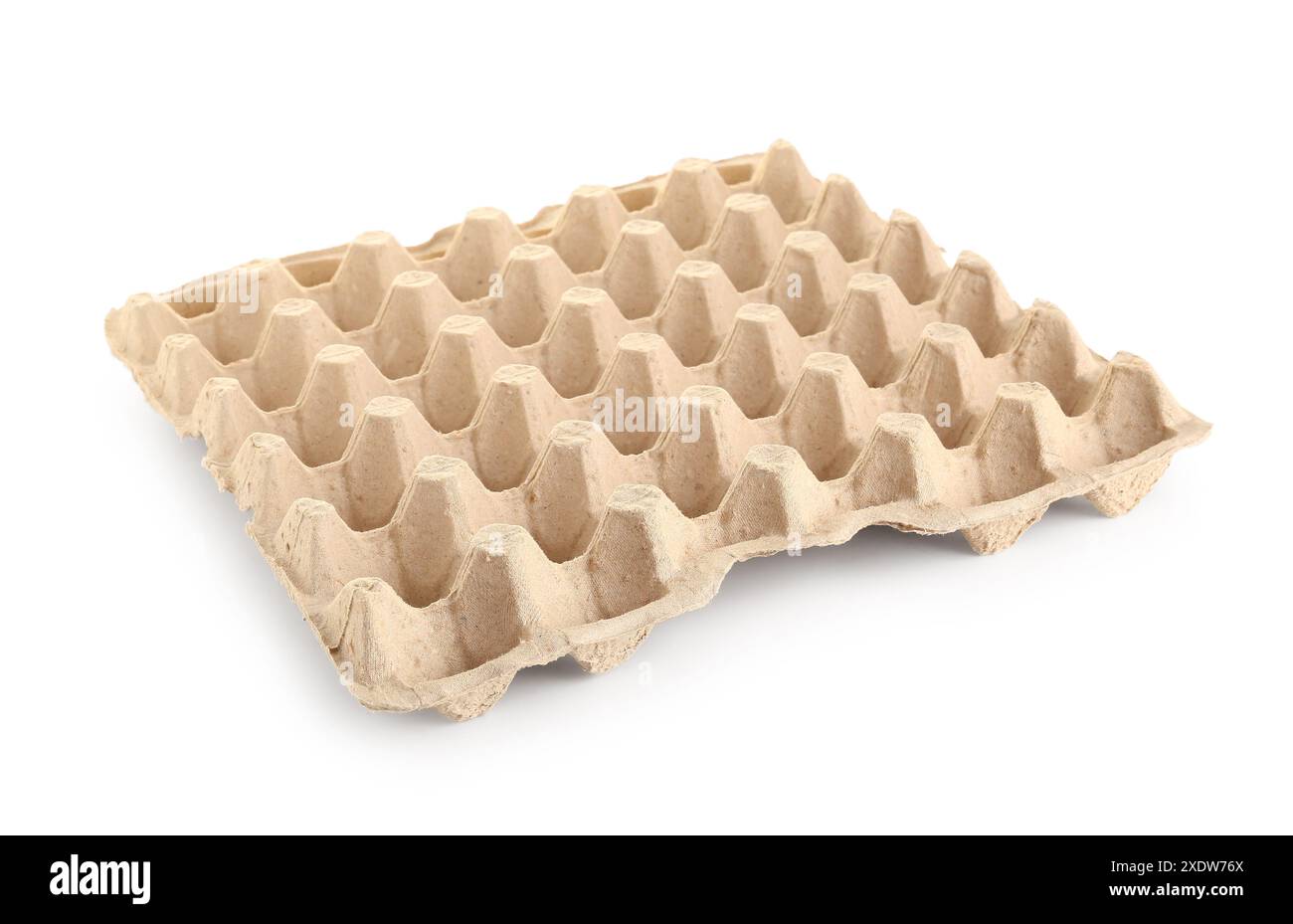 Empty cardboard egg box on white background Stock Photo - Alamy