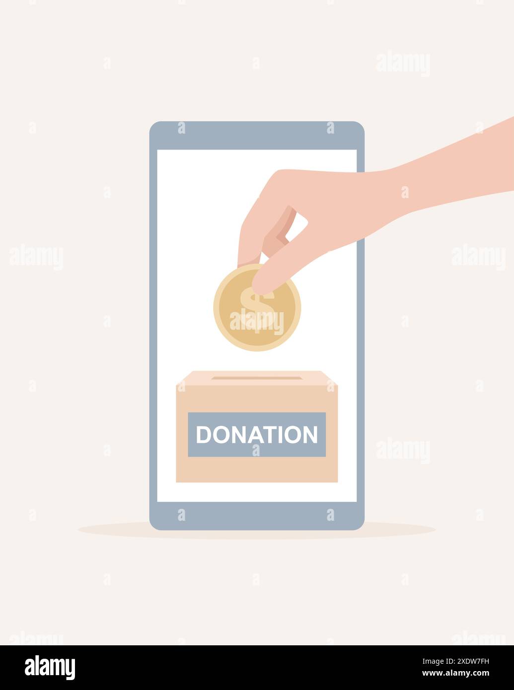 Donation to charity online. A smartphone with a donation box on the ...
