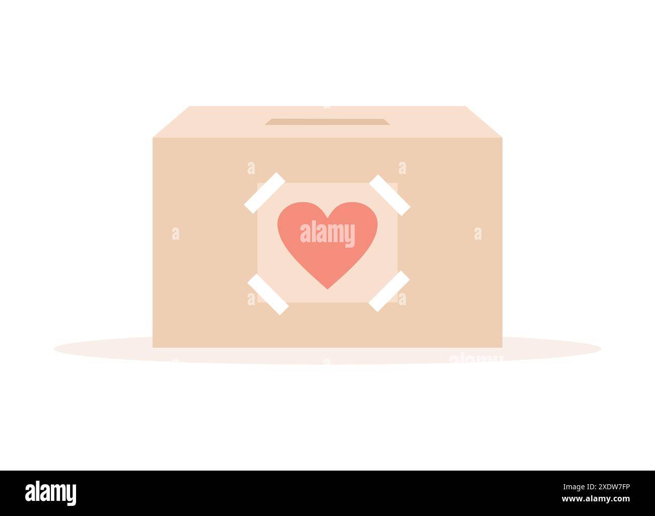 Donation box with heart sticker on it, isolated on white background ...