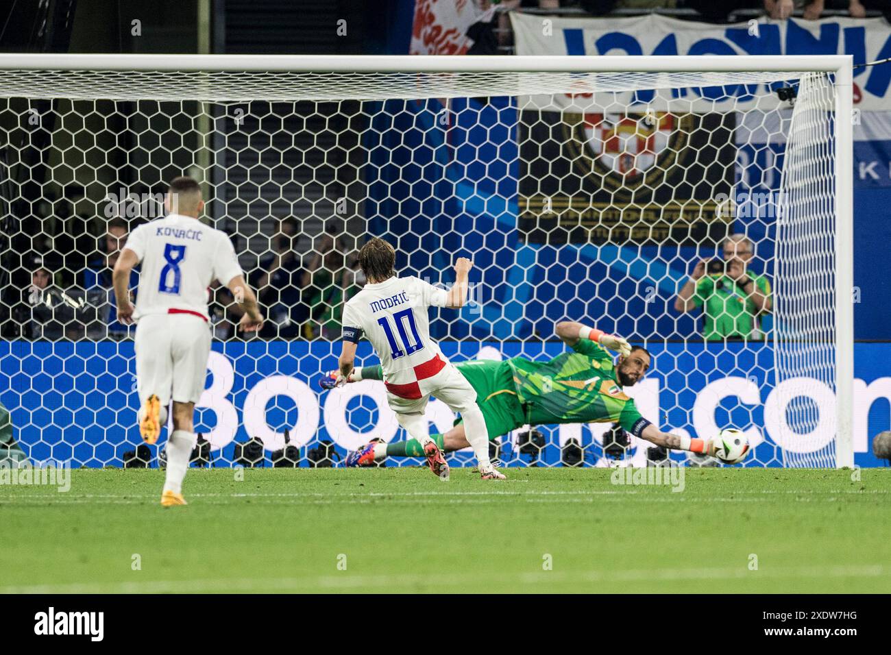 Leipzig, Germany. 24th, June 2024. Luka Modric (10) of Croatia misses a ...