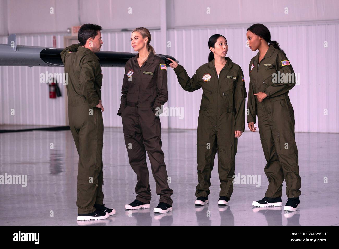 SPACE CADET, from left: Andrew Call, Desi Lydic, Josephine Huang, Yasha ...