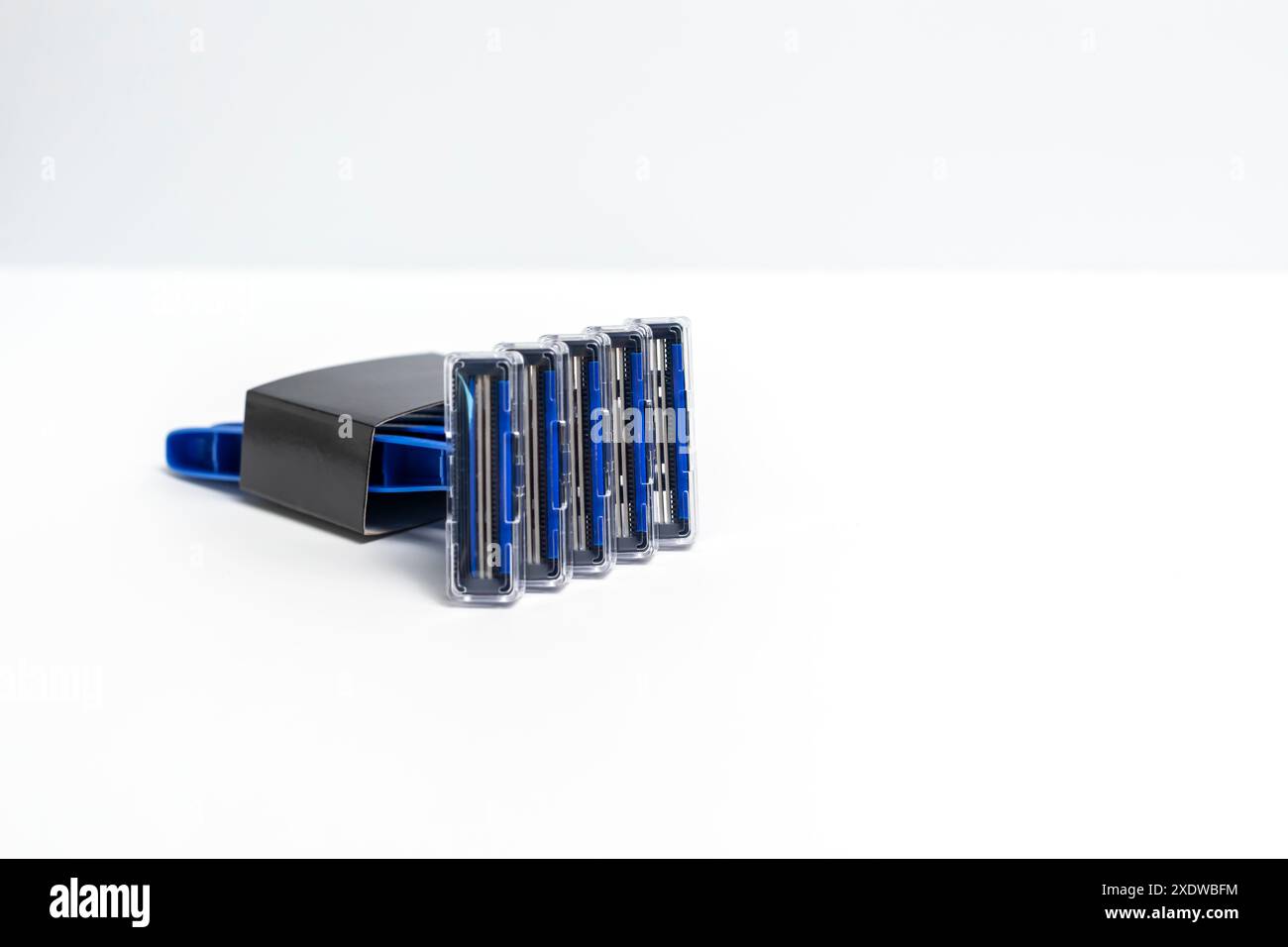 Mockup Isolated Package of Disposable Blue Plastic Razors on White ...