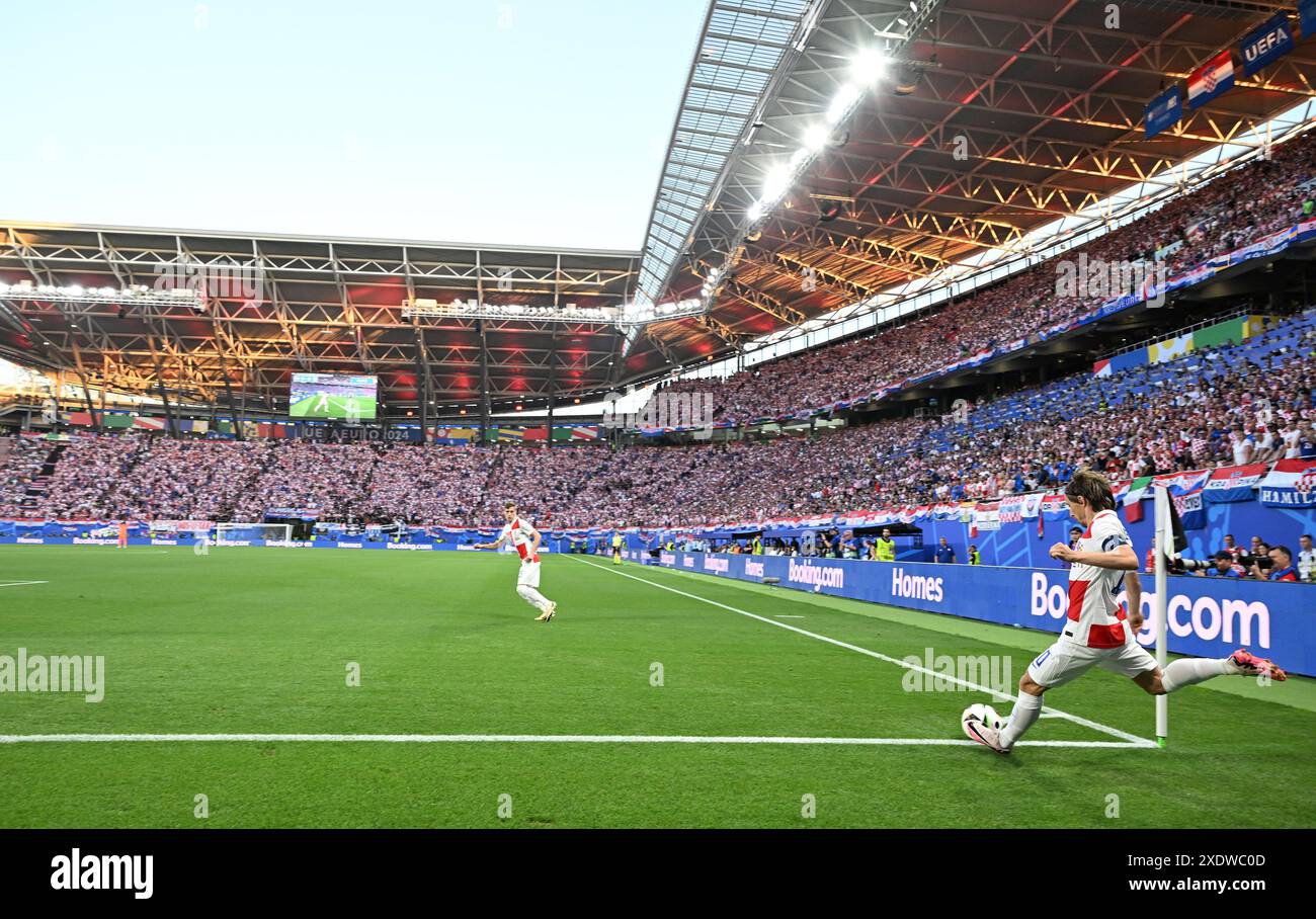 LEIPZIG, GERMANY - JUNE 24: Player of Croatia Luka Modric shooting a ...