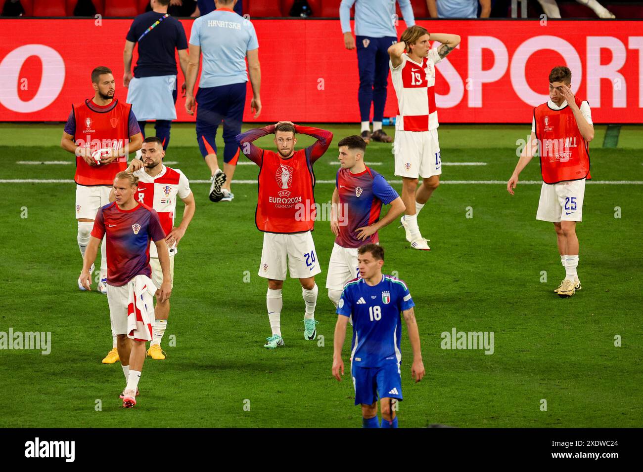 LEIPZIG, GERMANY - JUNE 24: Disappointed and sad players of Croatia ...