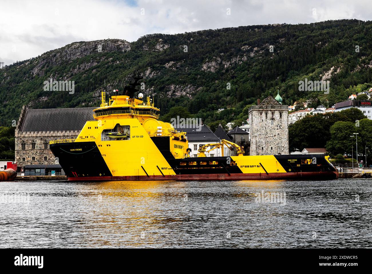 Offshore supply AHTS Odin Viking moored at Festningskaien quay in the ...
