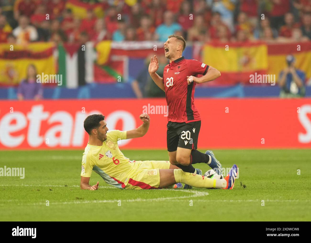 Dusseldorf, Germany. 24th June, 2024. Ylber Ramadani of Albania during ...