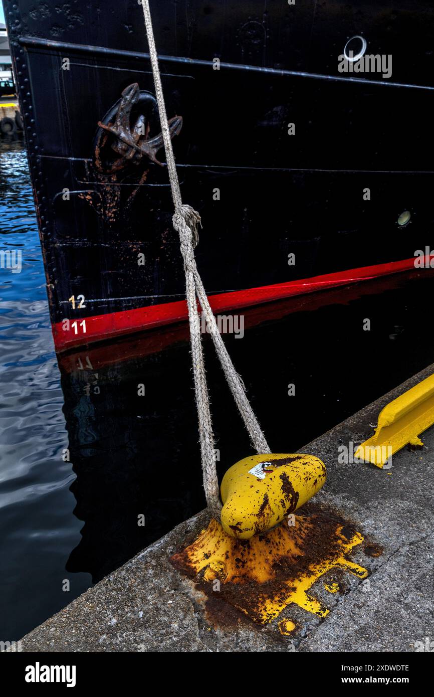 Detail from bow of veteran passenger steam ship Stord 1, built 1913 ...