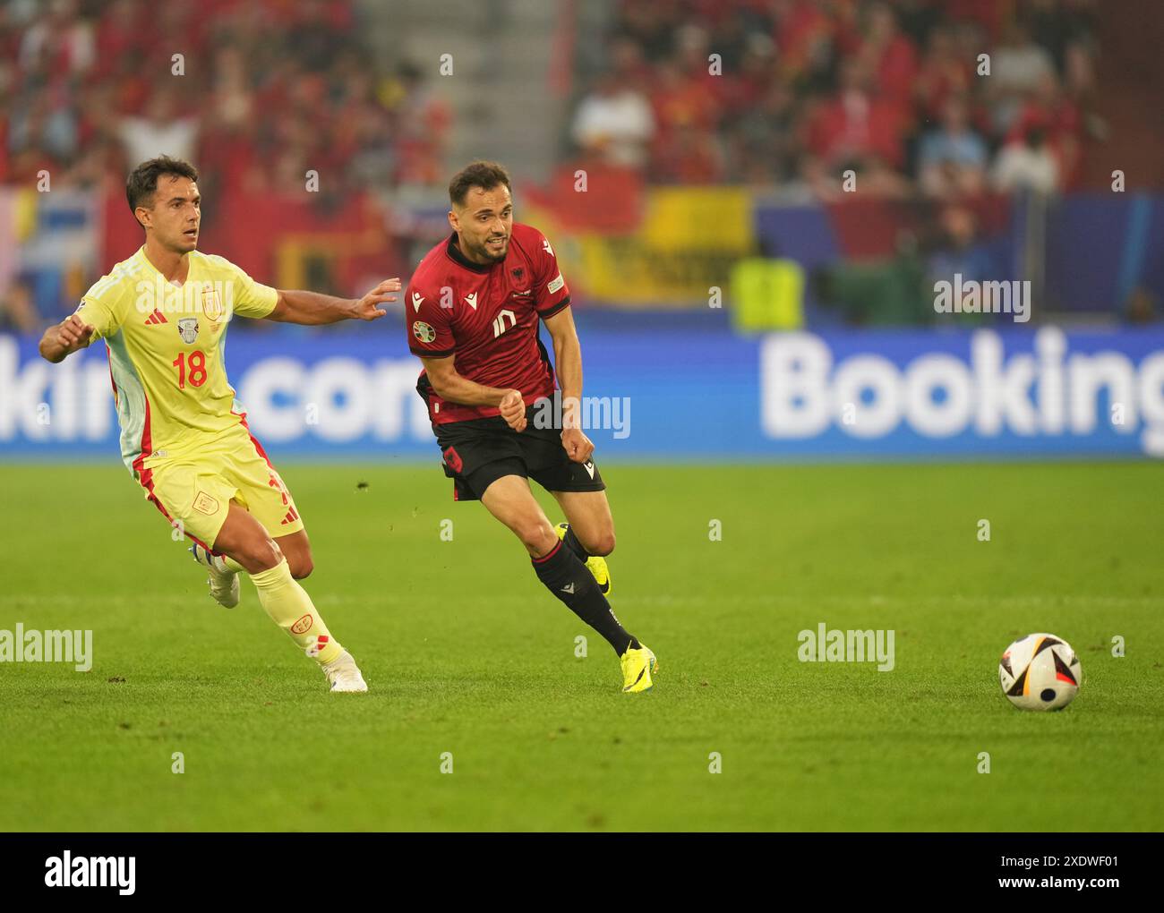 Nedim Bajrami of Albania and Martin Zubimendi Ibanez of Spain during ...