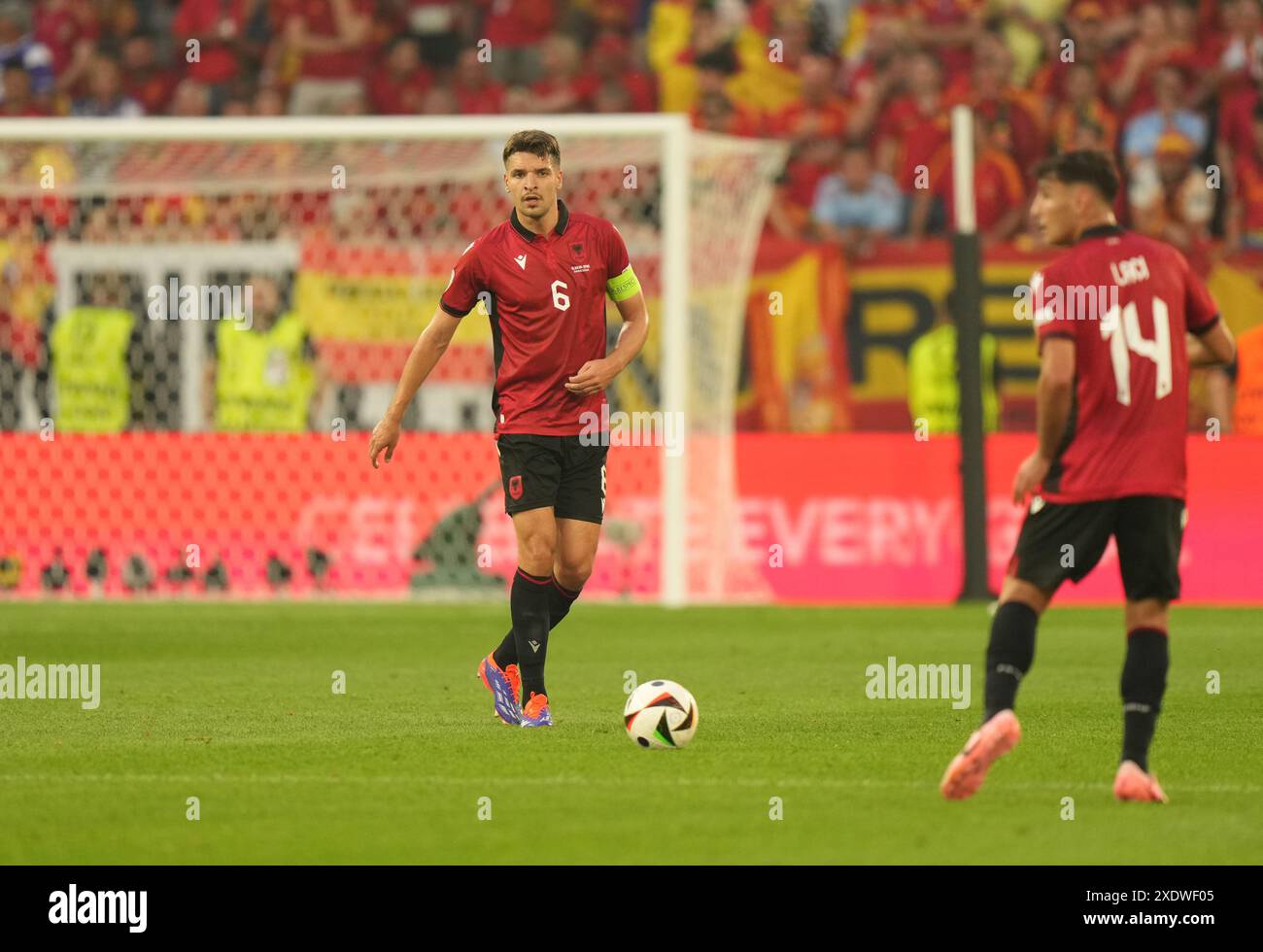 Berat Djimshiti of Albania during the EURO 2024, Group B football match ...