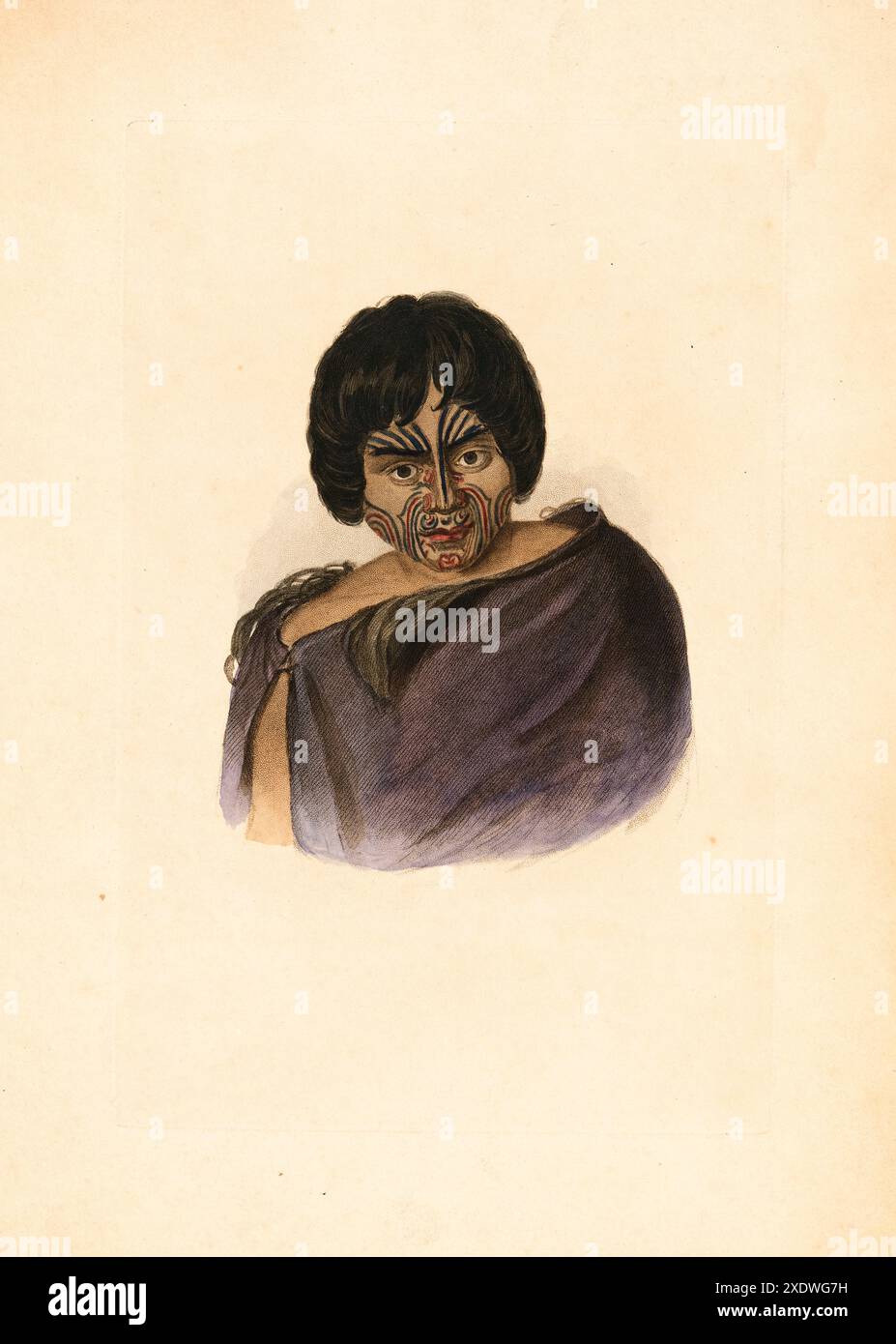 Portrait of Te Rangi, the tattooer, New Zealand by Augustus Earl, 1827 ...