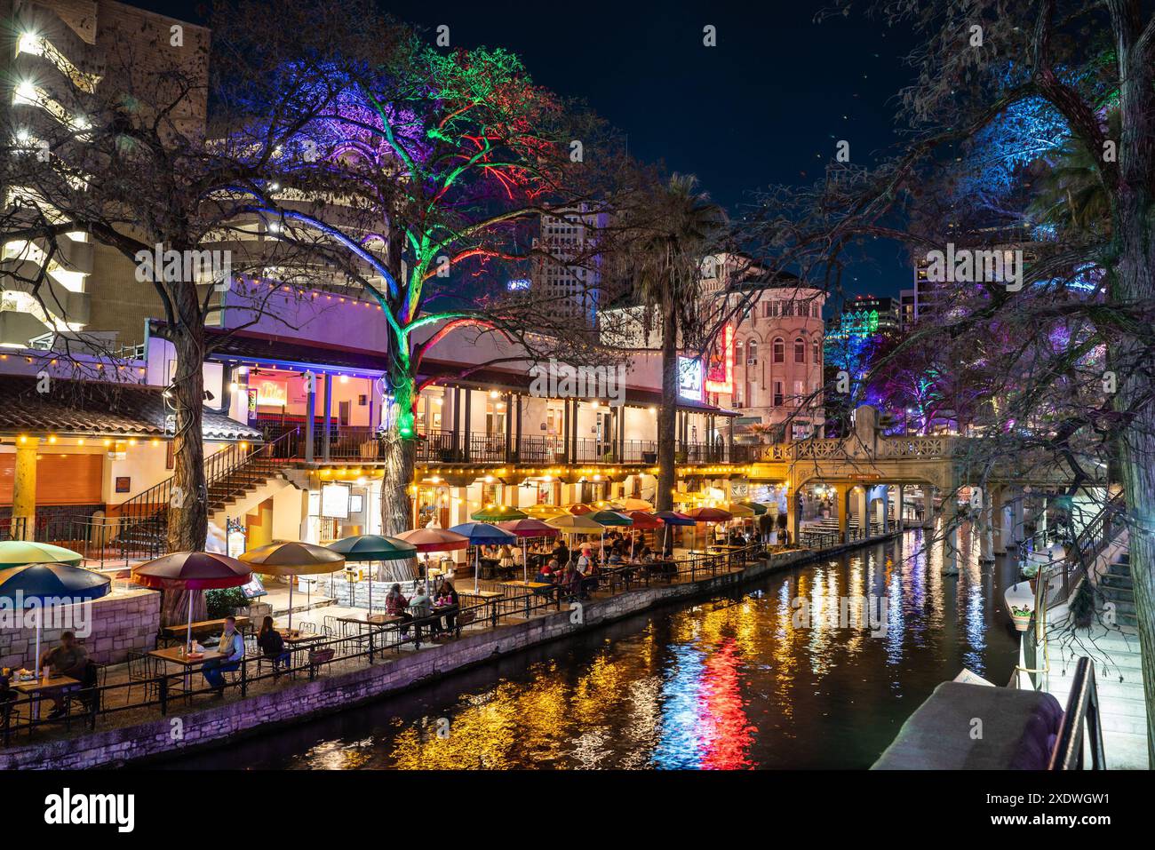 San Antonio, Texas - February 20, 2024: Night view of historic ...