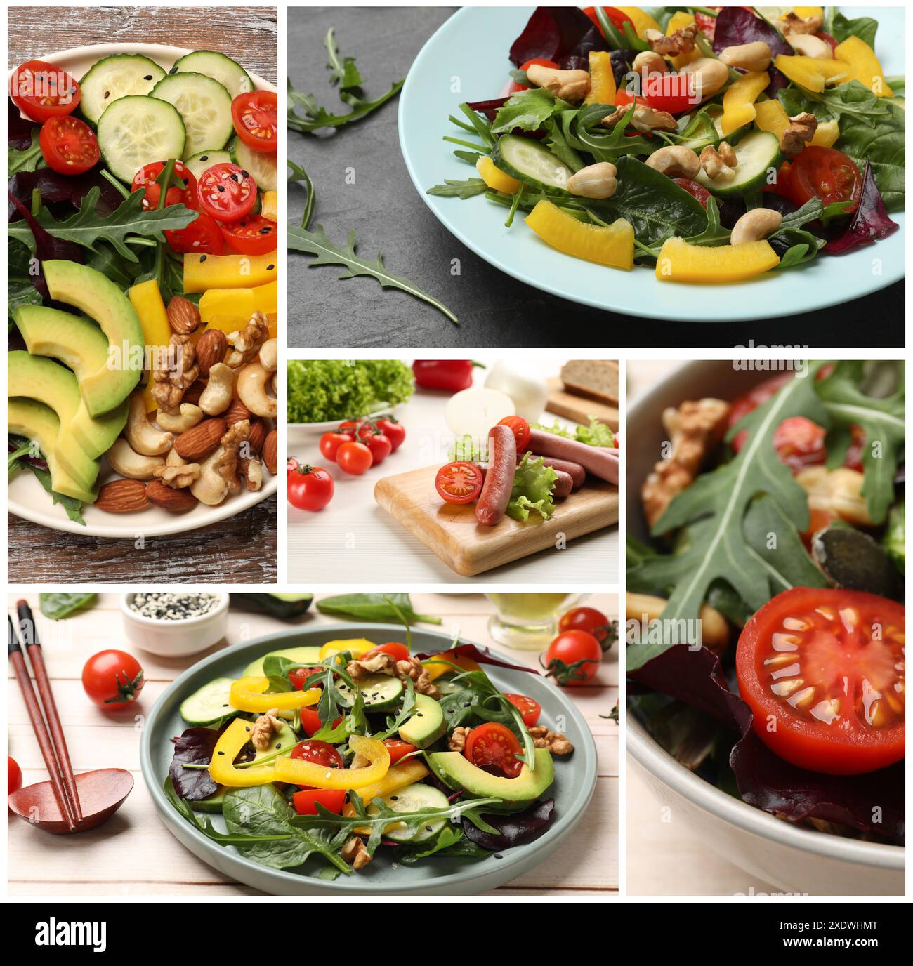 Vegetarian menu. Collage with different tasty dishes Stock Photo - Alamy