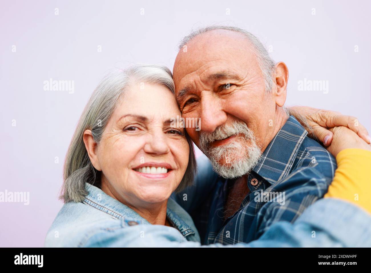 Multiracial Senior couple hug each other. Older people relationship and ...