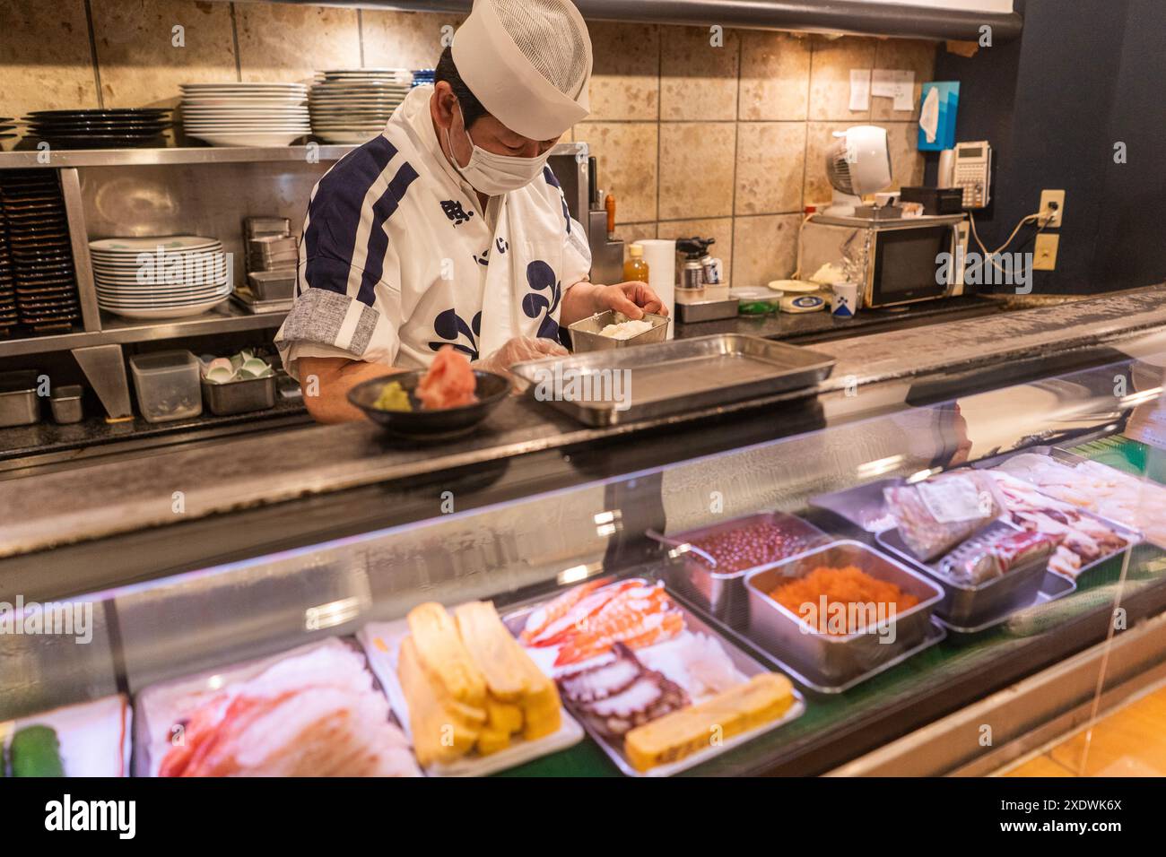 Osaka, Japan - Sushi Restaurant interior in Dotonbori Stock Photo - Alamy