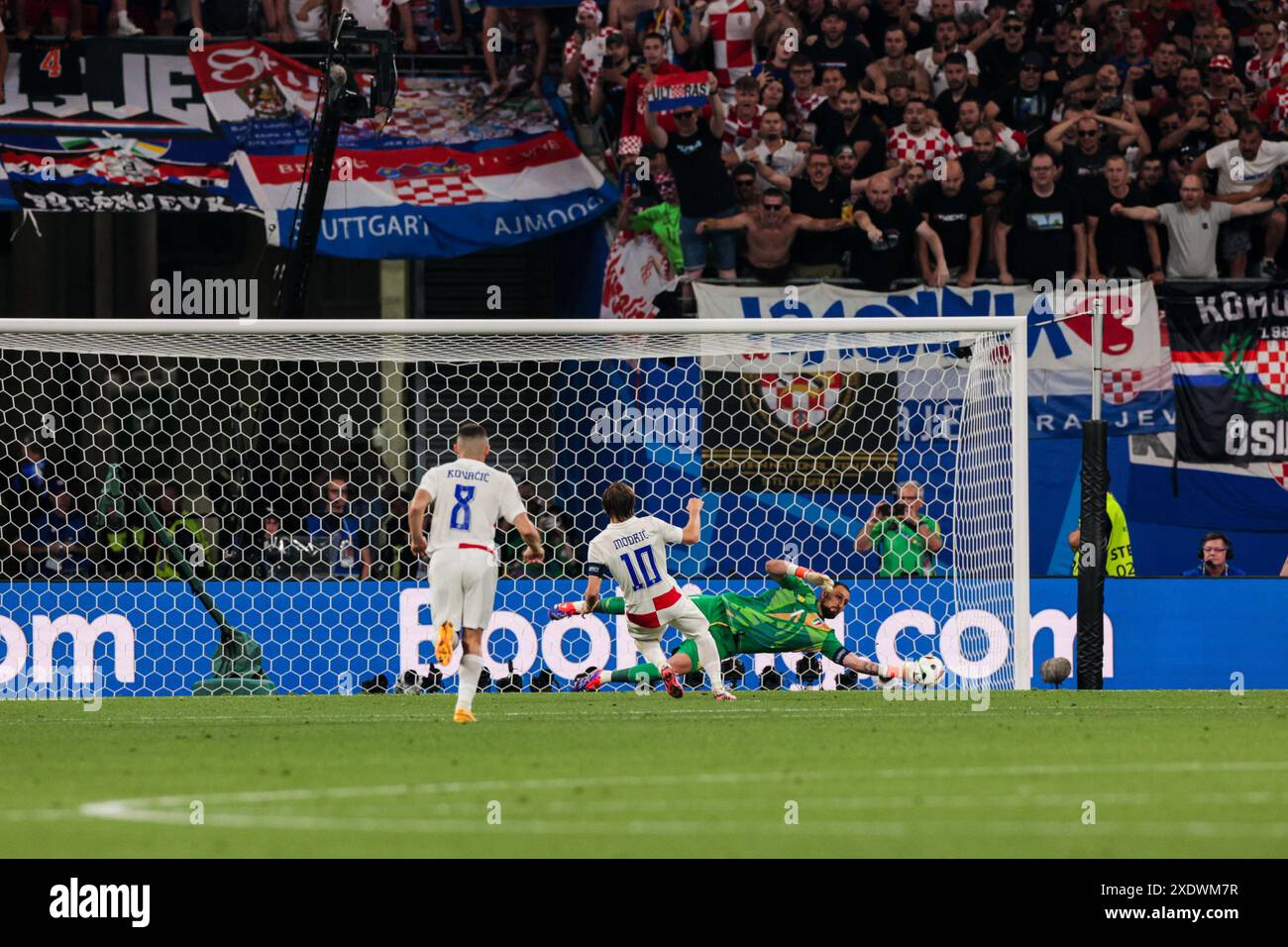 Luka Modric of Croatia and Gianluigi Donnarumma of Italy during UEFA ...