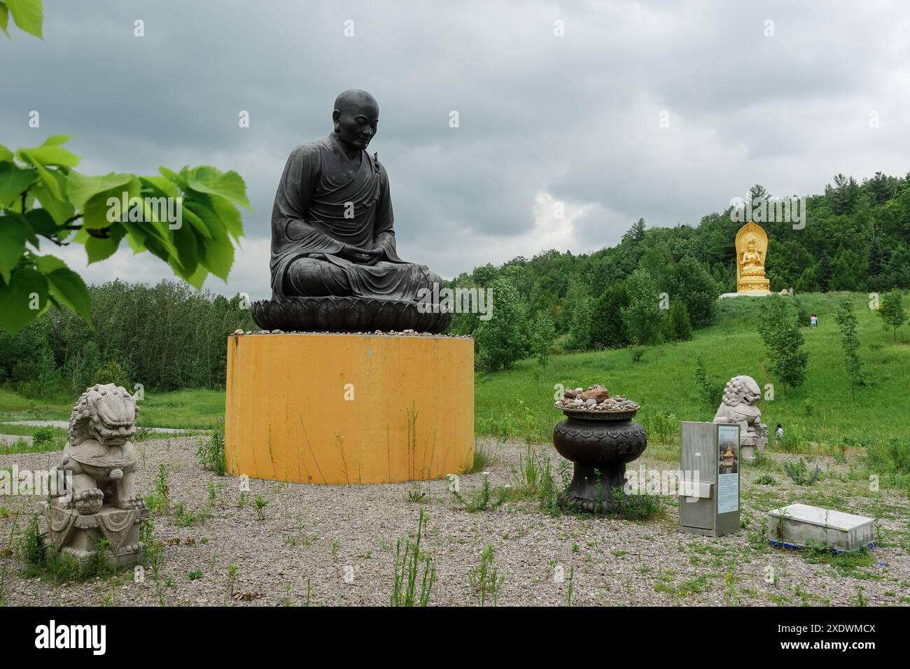 Large Outdoor Black Statue of a Monk at Wutai Shan Buddhist Garden ...