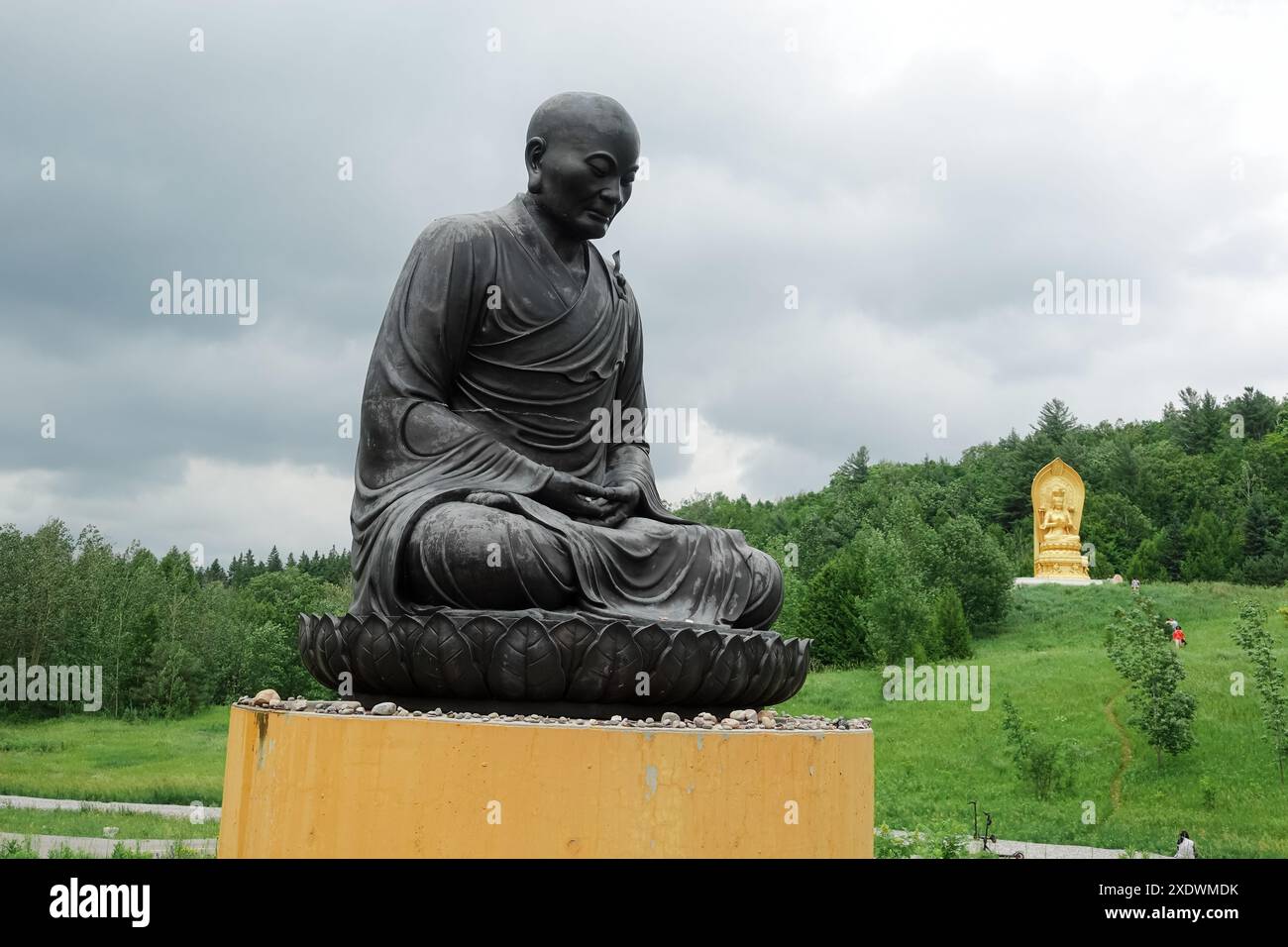 Large Outdoor Black Statue of a Monk at Wutai Shan Buddhist Garden ...