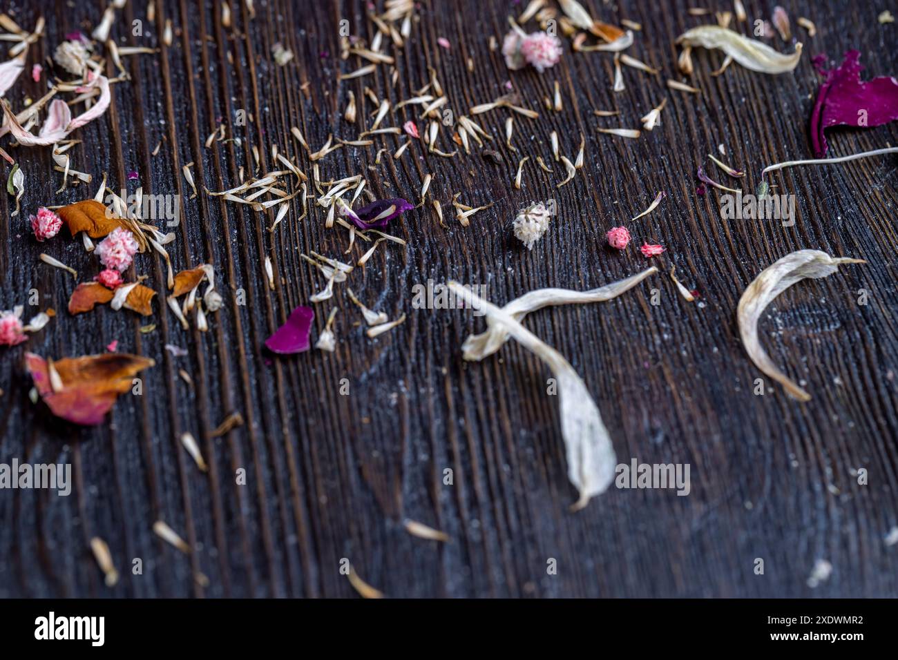 different dried flowers in a bouquet, an old dried bouquet for a gift ...