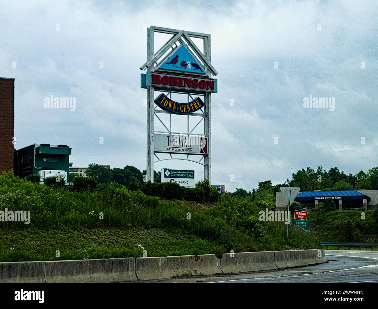 Road sign billboards in Robinson Township near Pittsburgh Stock Photo ...