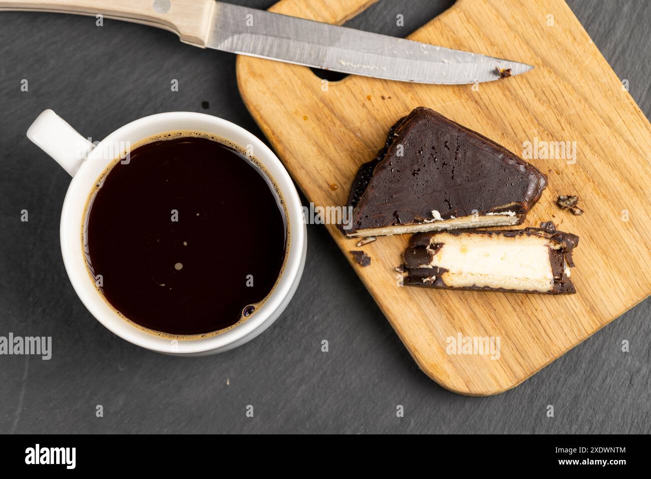 preparation of coffee soluble in boiling water in a white cup, freeze ...