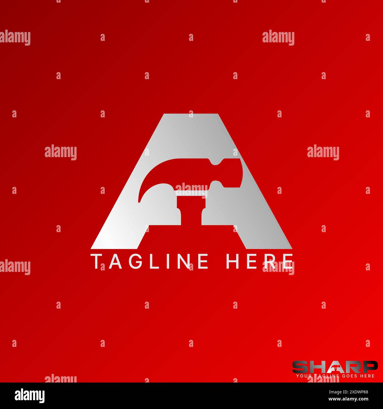 Logo design graphic concept creative premium vector stock initial A font negative space hammer ...