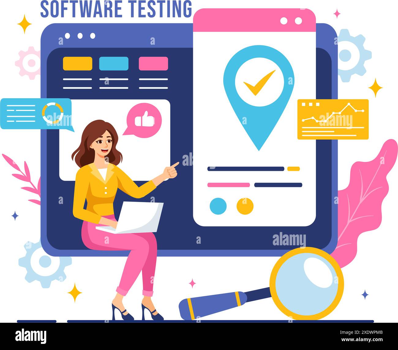 Software Testing Vector Illustration Featuring Application Engineering Debugging Development