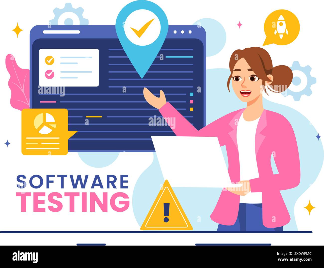 Software Testing Vector Illustration featuring Application Engineering ... Software Testing Vector Illustration featuring Application Engineering ...